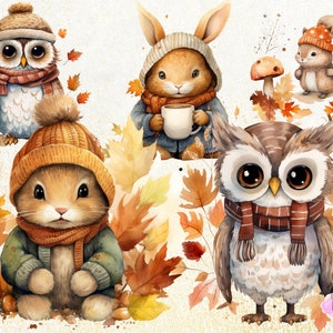 Woodland Charm: Fall Animals Clipart Bundle - Watercolor Fall Clipart ...