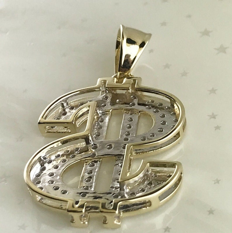 Iced Out Dollar Sign Money Pendant, Round Moissanite Hip Hop Rapper ...