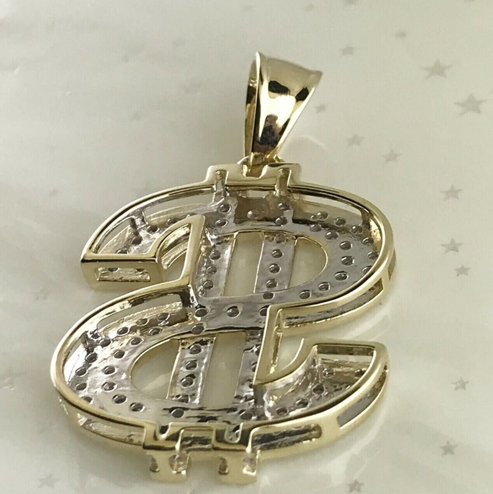 Iced Out Dollar Sign Money Pendant, Round Moissanite Hip Hop Rapper ...