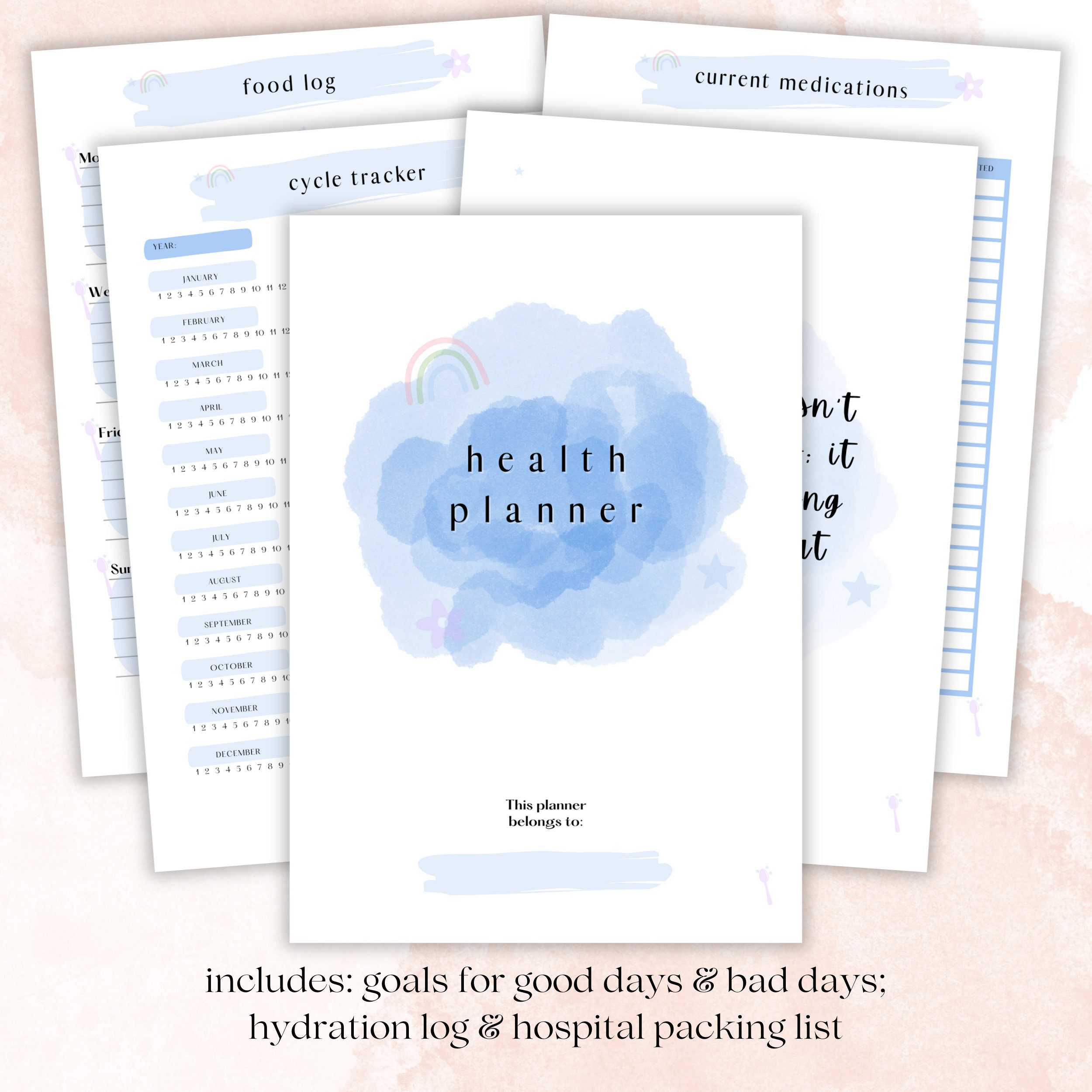 Health Organiser Printable Inserts Planner Download Chronic Illness ...