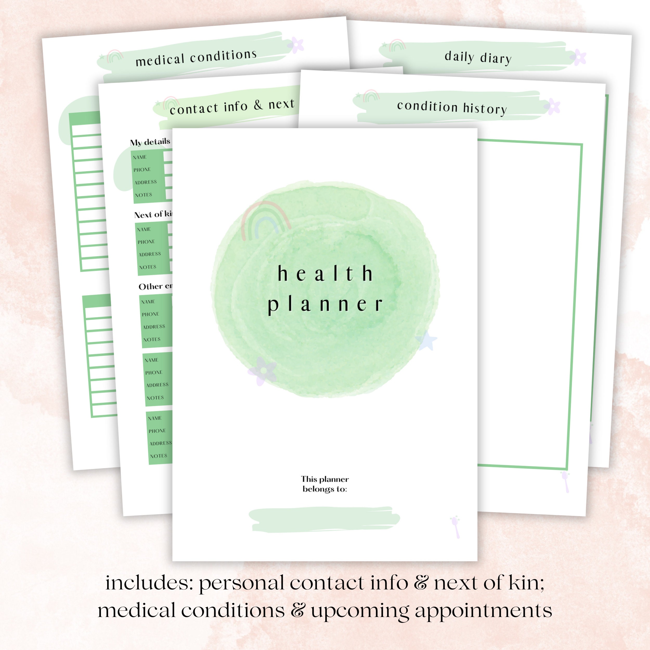 Health Organiser Printable Download Planner Inserts Chronic Illness ...