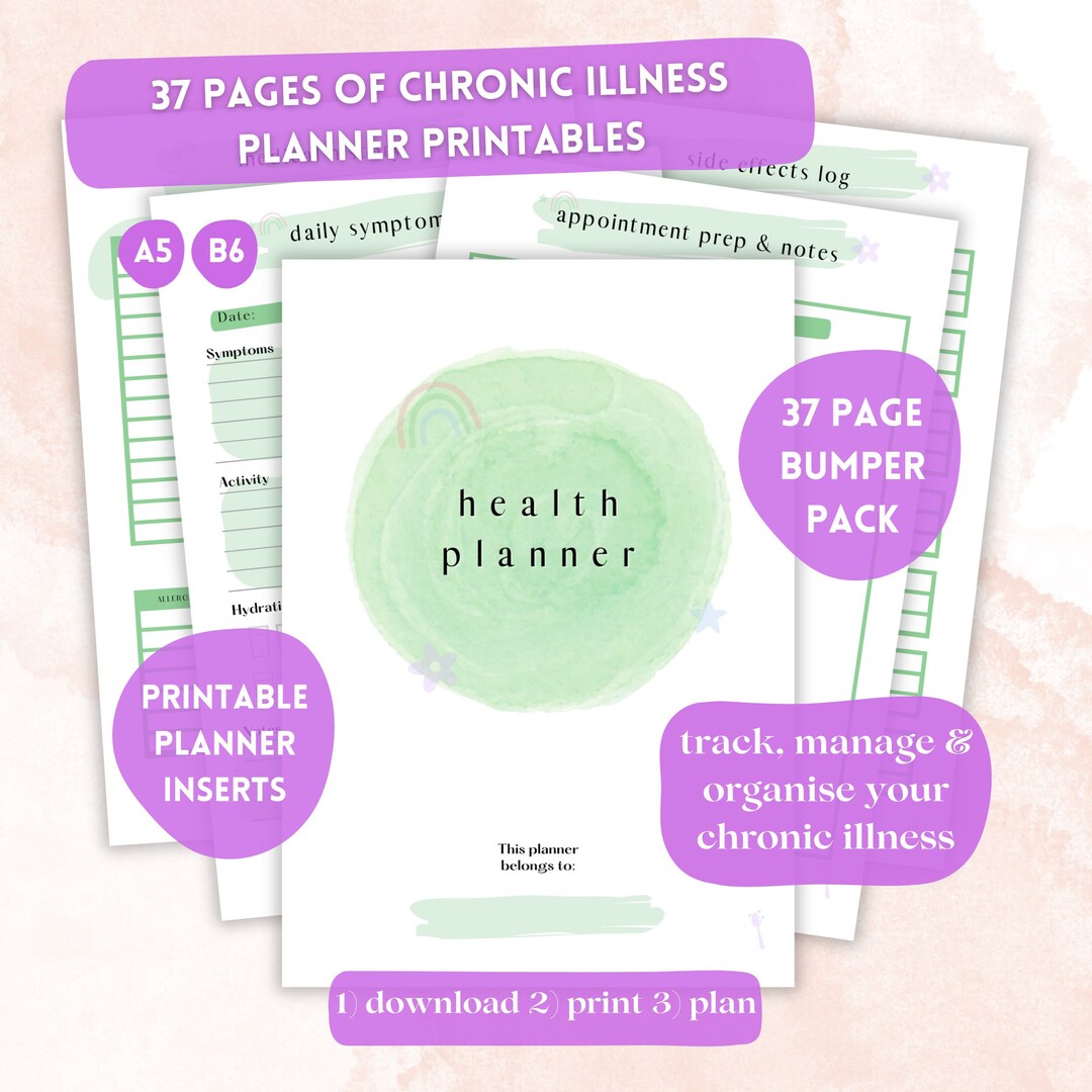 Health Organiser Printable Download Planner Inserts Chronic Illness ...