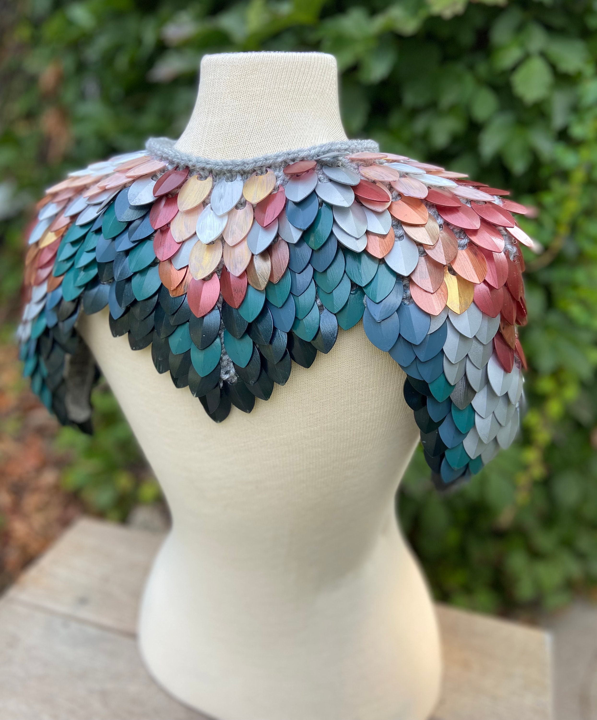 Copper Green Patina Dragon Elven Scalemail Pauldron Mantle Shoulder ...