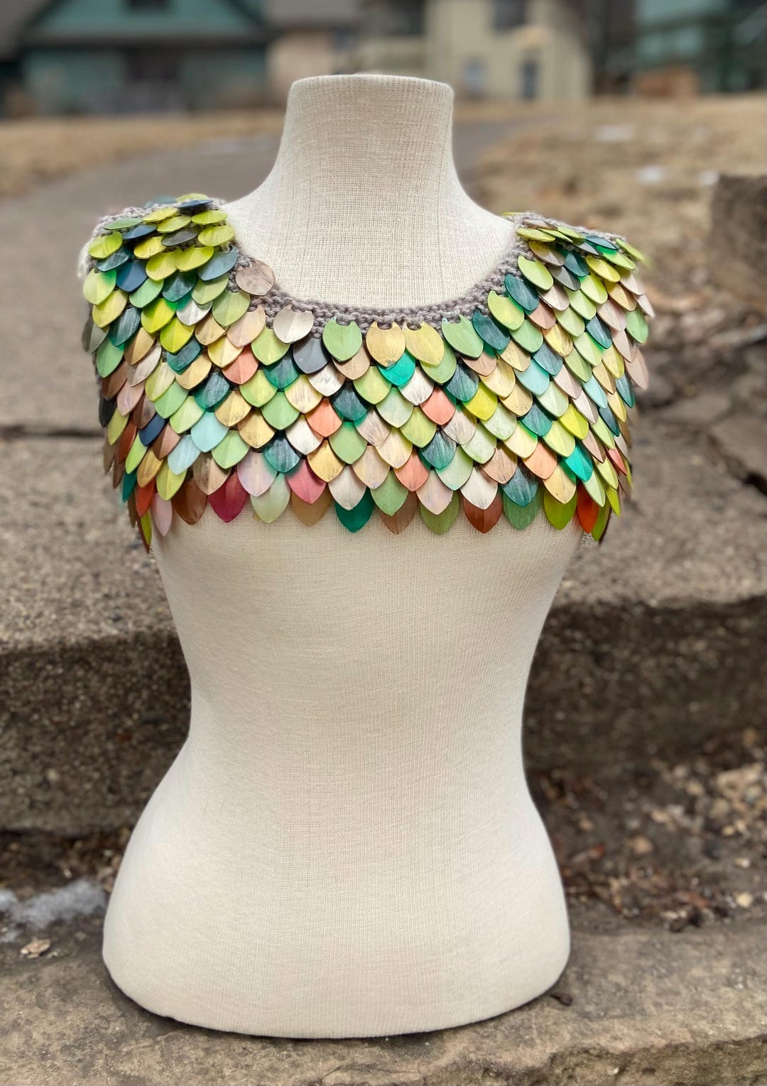 Dragon Scale Scalemail Armor Collar Mantle -handmade, OOAK , Size M/L ...