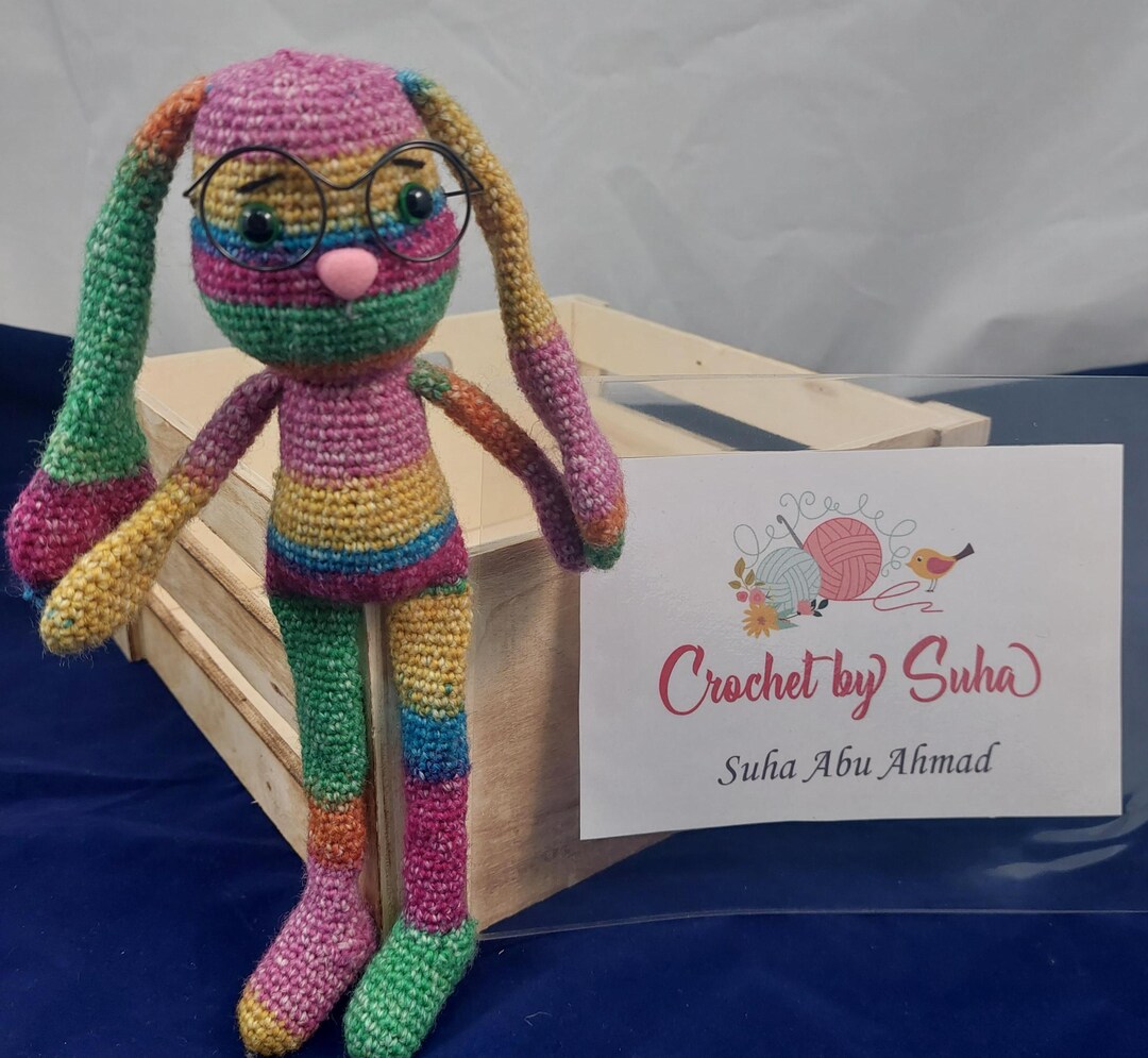 Handmade Amigurumi Bunny – Pippa With Glasses, Colorful Decor - Etsy