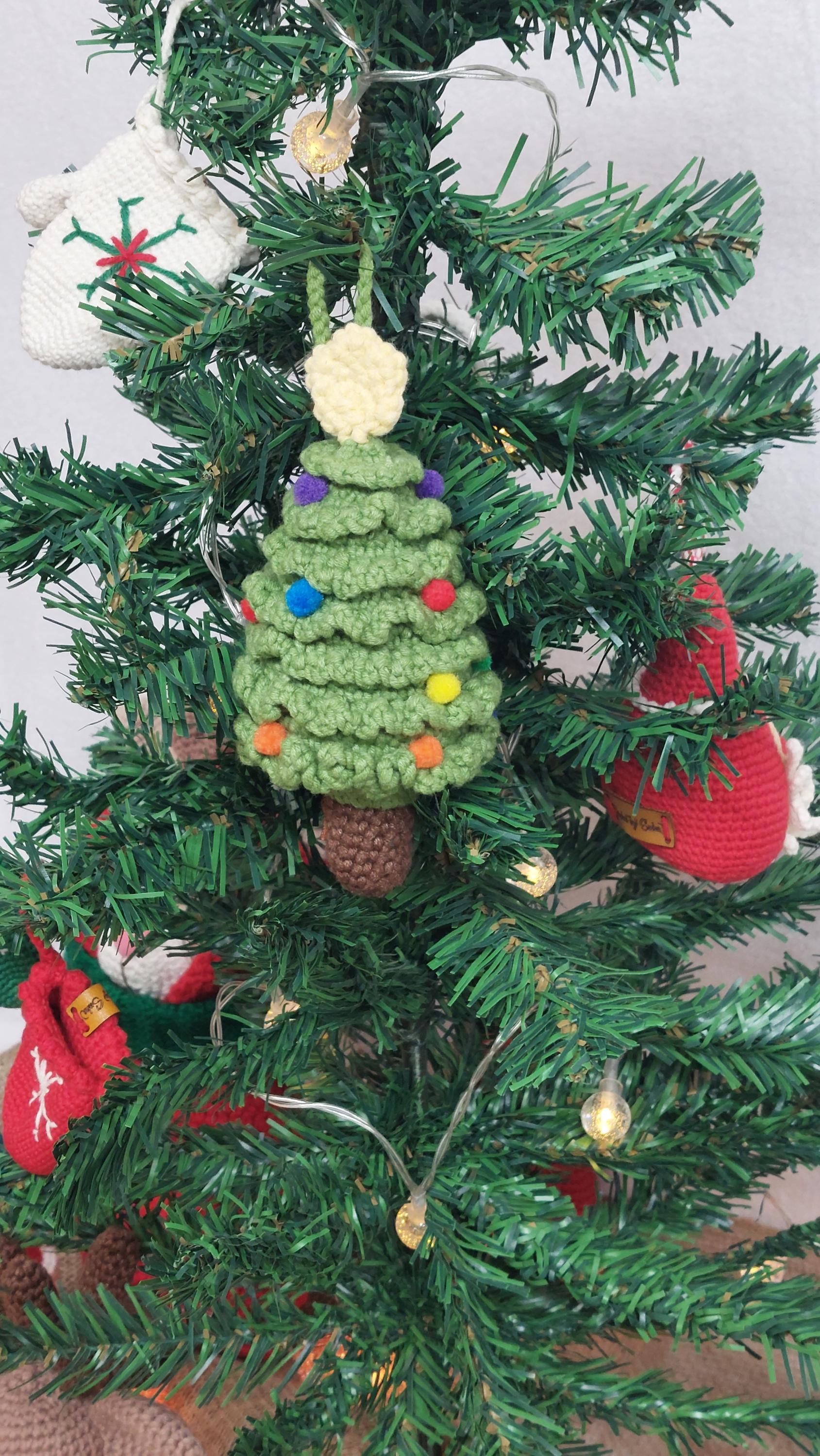 Mini Handmade Crochet Christmas Tree Ornament With Star and Colorful ...