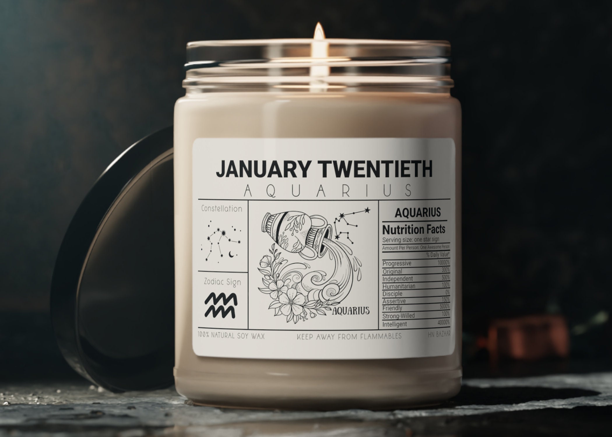 Personalized Birthdate Candle With Birth Flower and Zodiac Sign ...