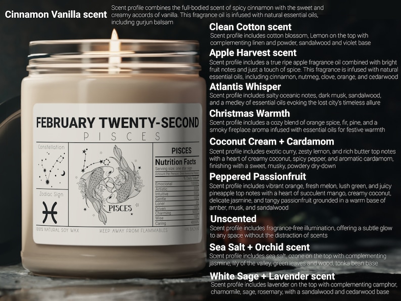 Personalized Birthdate Candle With Birth Flower and Zodiac Sign ...
