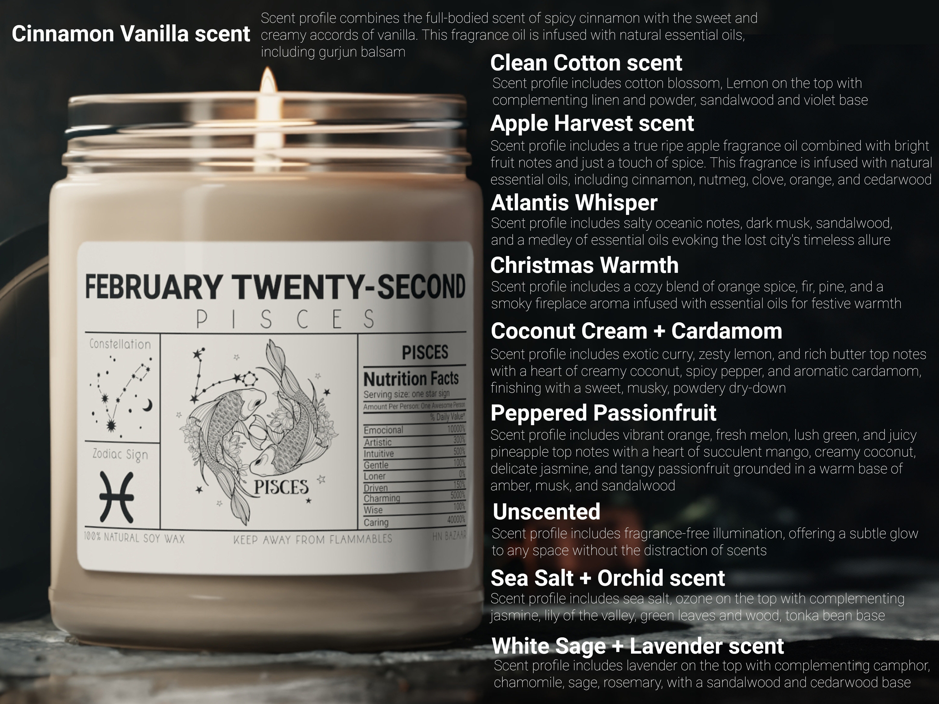 Personalized Birthdate Candle With Birth Flower and Zodiac Sign ...