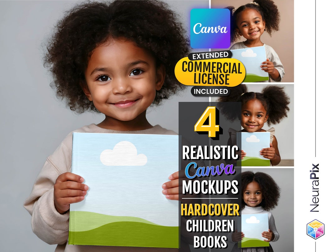 Canva Book Mockup Bundle: Square Kids Book Template (digital Download ...