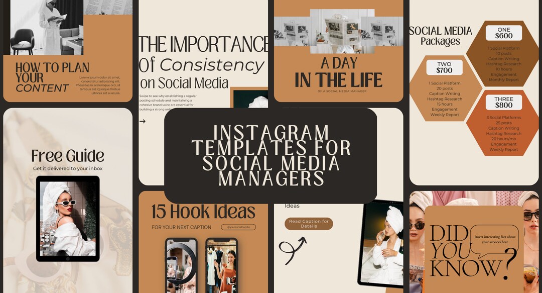 Instagram Template Bundle for Social Media Managers - Edit on Canva - Etsy