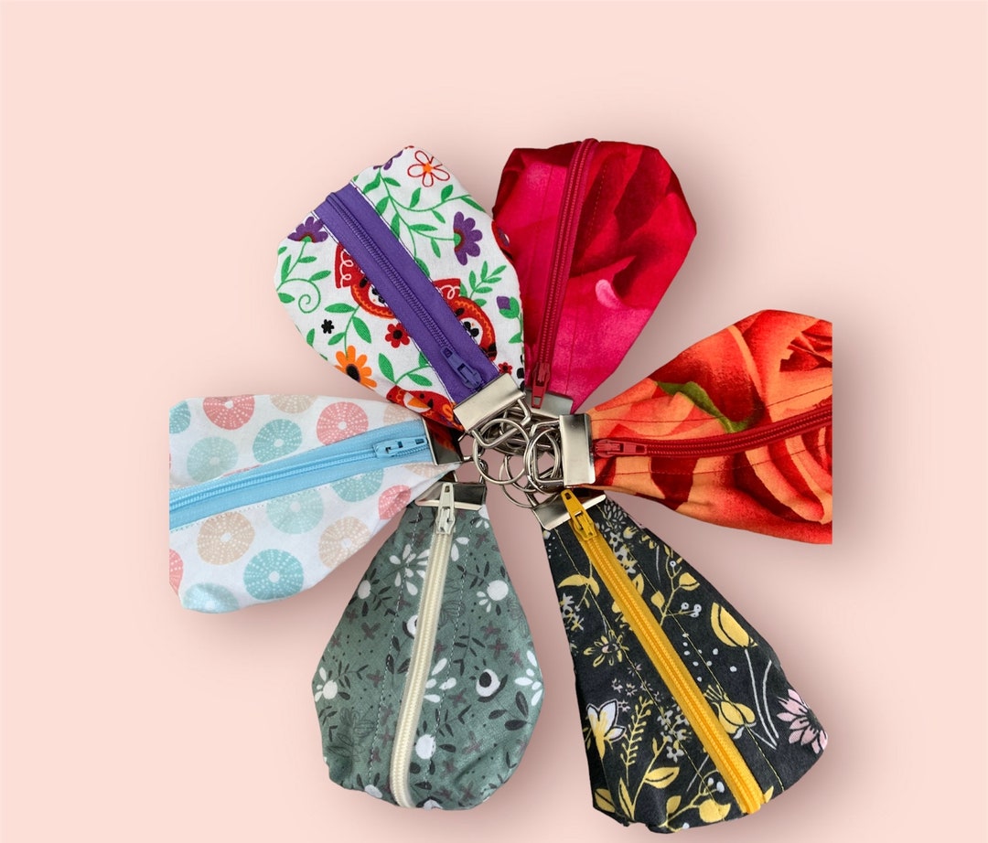 Small Fob Coin Pouch, Key Ring Purse, Zip Coin Purse, Change Purse, Key ...