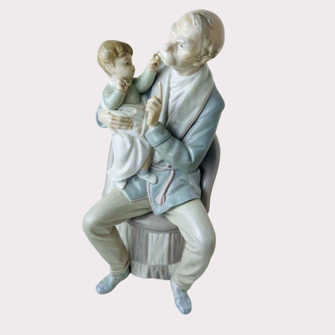 RARE FIND LLADRO Retired Grandfather and Child Large Vintage Porcelain ...