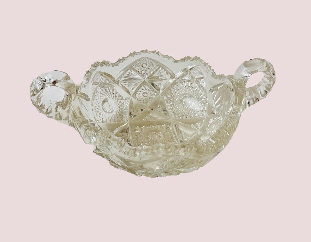Vintage American Brilliant Cut Glass Nappy Dish: Higgins & Seiter ...