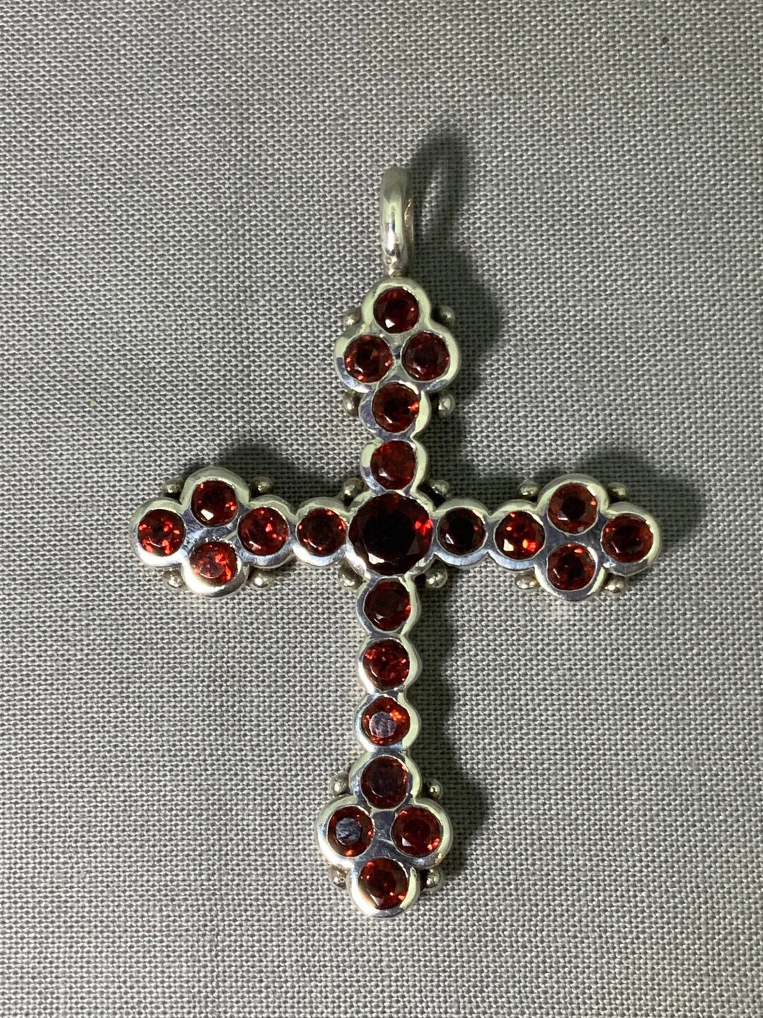 Sterling Silver Bohemian Garnet Cross Pendnt - Etsy