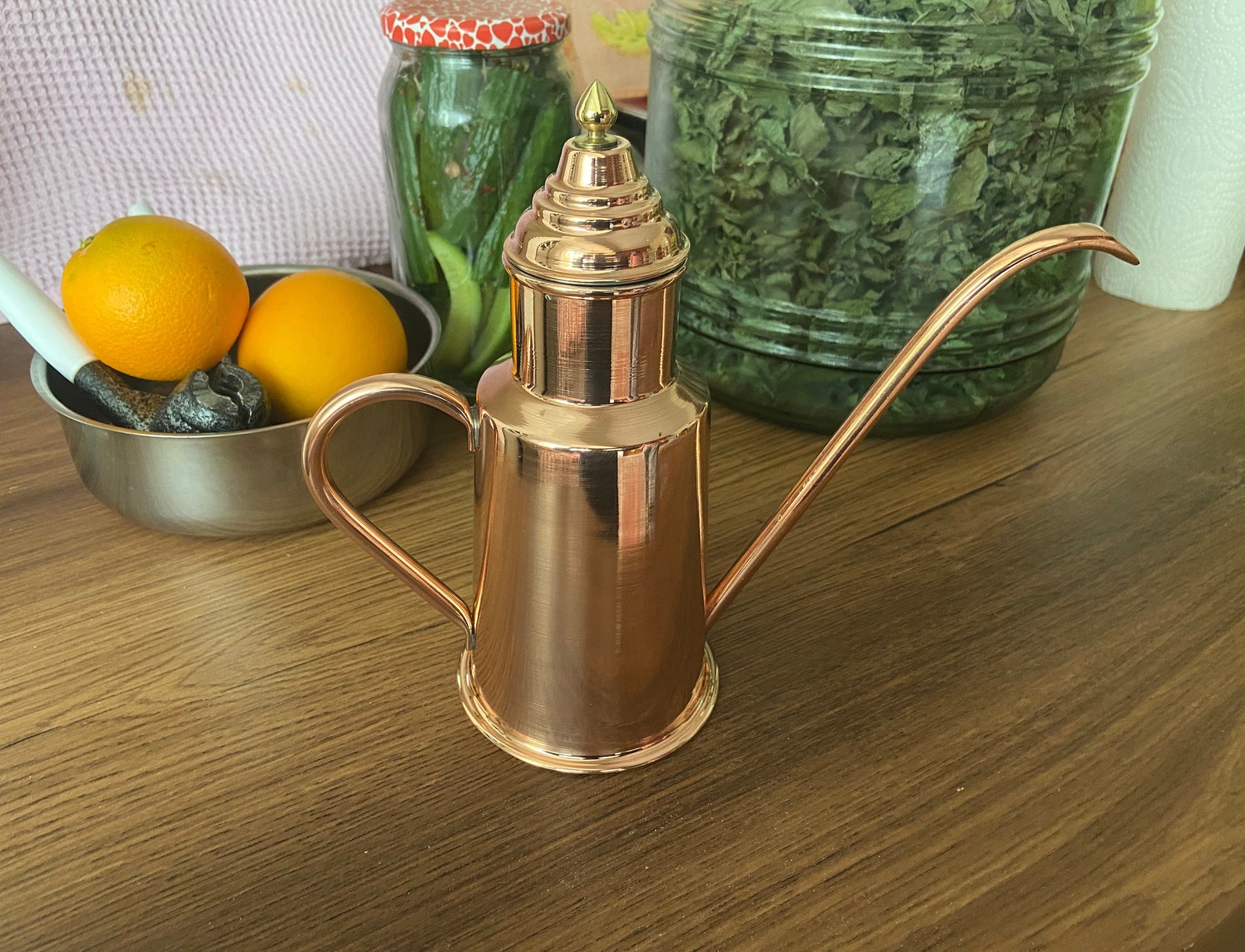 Copper Olive Oil Bottle, Oil Dropper Bottle, Pure Copper Oil Cruet ...