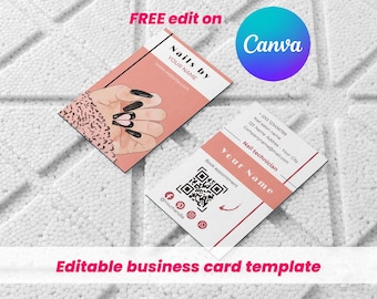 Editable Modern Business Card for Nail Tech, Nail Artist Calling Card ...