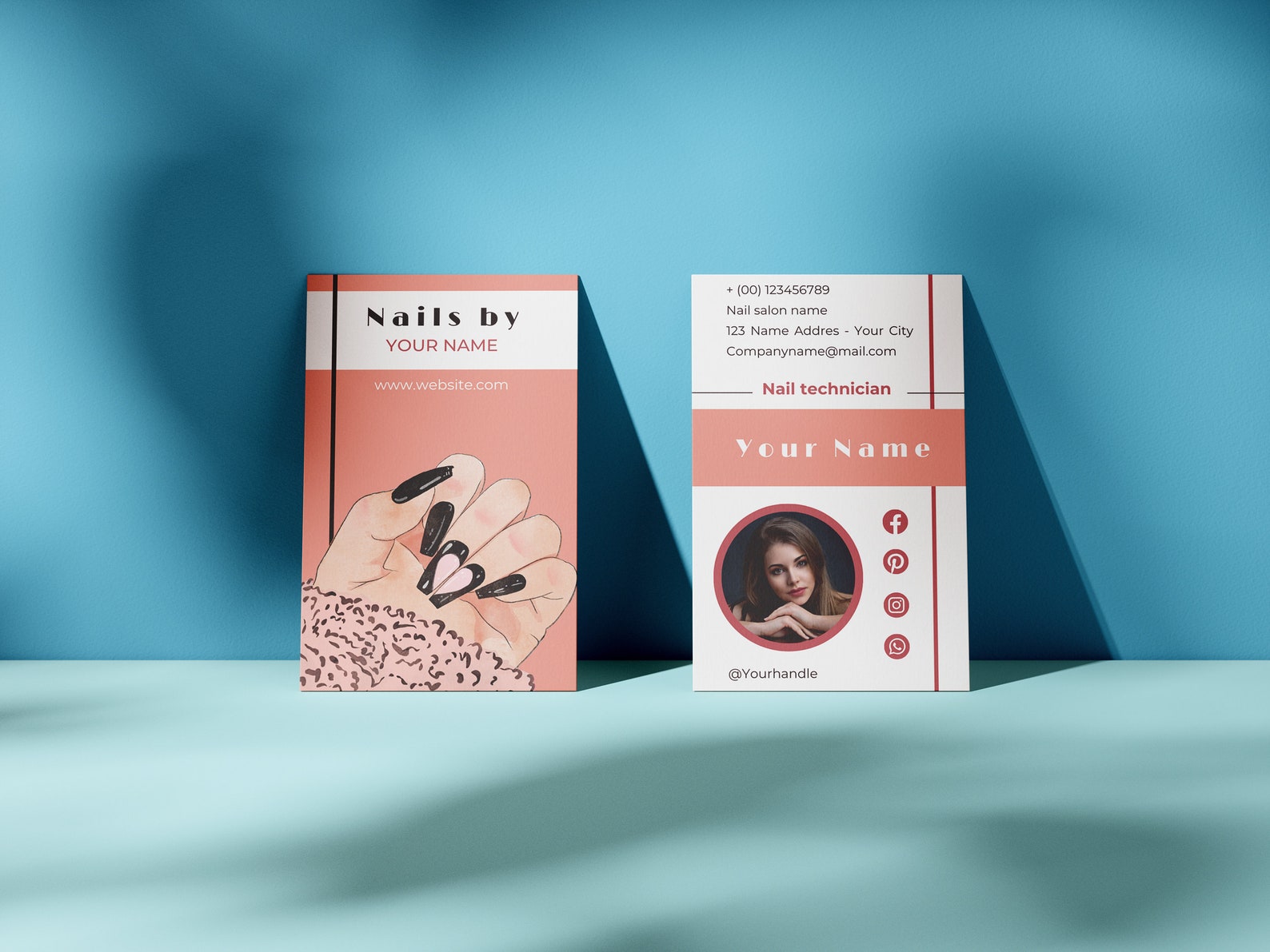 Editable Personal Business Card for Nail Tech, Nail Artist Calling Card ...