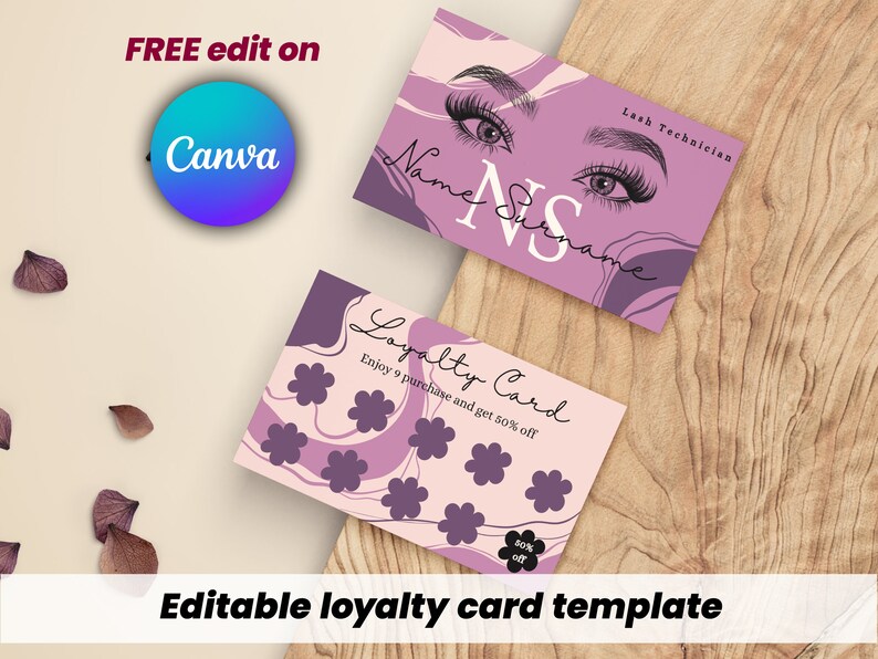 Lash VIP Loyalty Cards, Beauty Loyalty Cards, DIY Marketing Cards ...