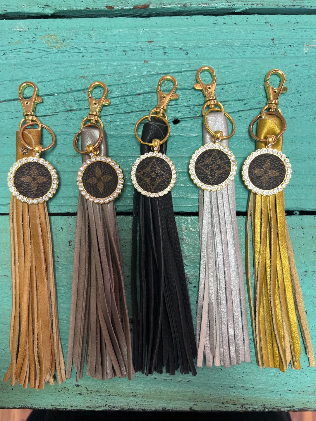 Upcycled Luxury Leather Key Chains, Leather Tassel Key Chains ...
