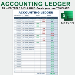 general ledger sample excel