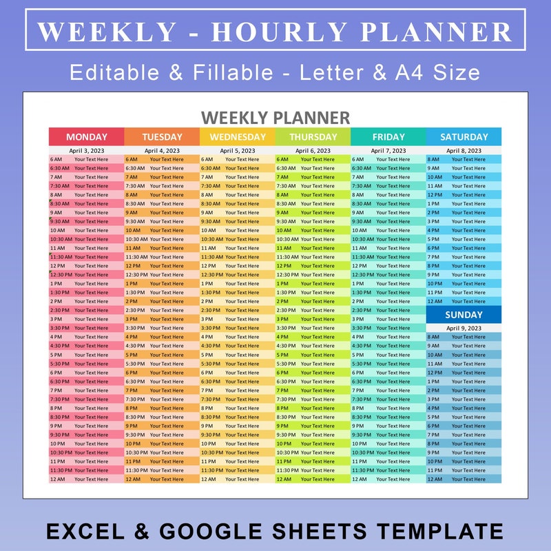 Daily Hourly Planner - Etsy