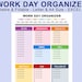 EXCEL Template Work Day Organizer Planner. Editable Printable Fillable ...