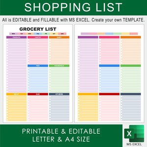 Daily Grocery List, Shooping Template, Shooping Printable, Shopping ...