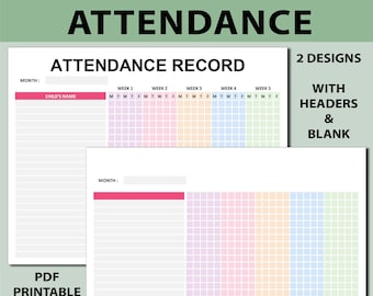 Pastel Colors Student Attendance Trackers (5 Weeks) Printable, Daycares ...