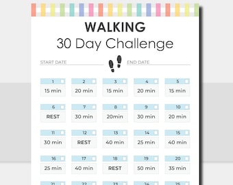 30 Day Walking Challenge 30 Day Challenge Printable 30 Day Habit ...