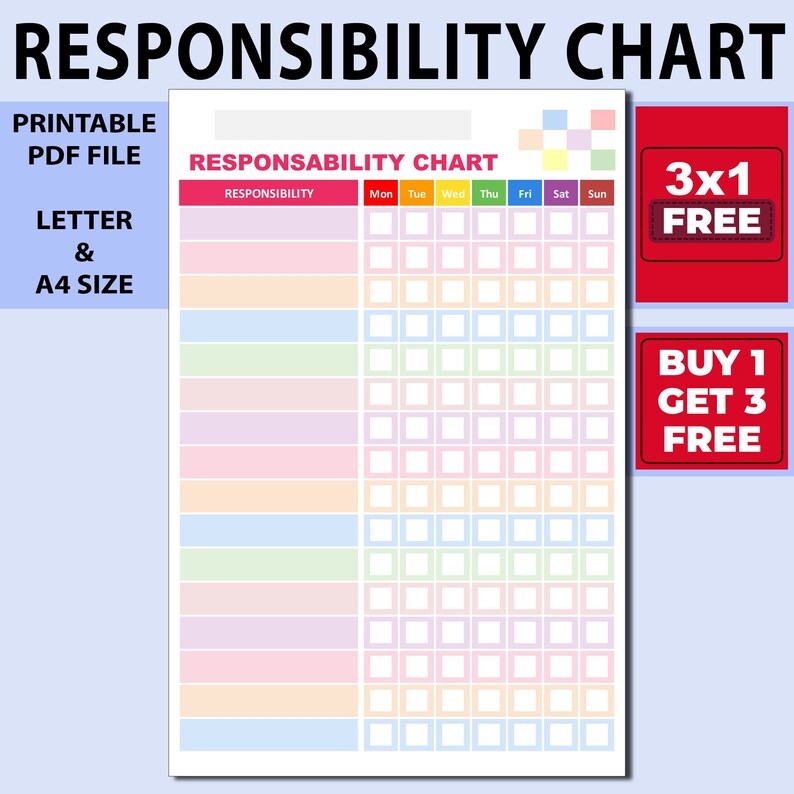 Childs Chore Chart Printable,childs Tasks Chart,childs Work Chart ...