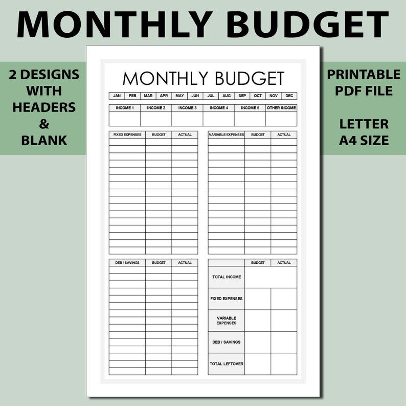 Printable Monthly Budget Plan,budget Book,budget Log,budget Printable ...