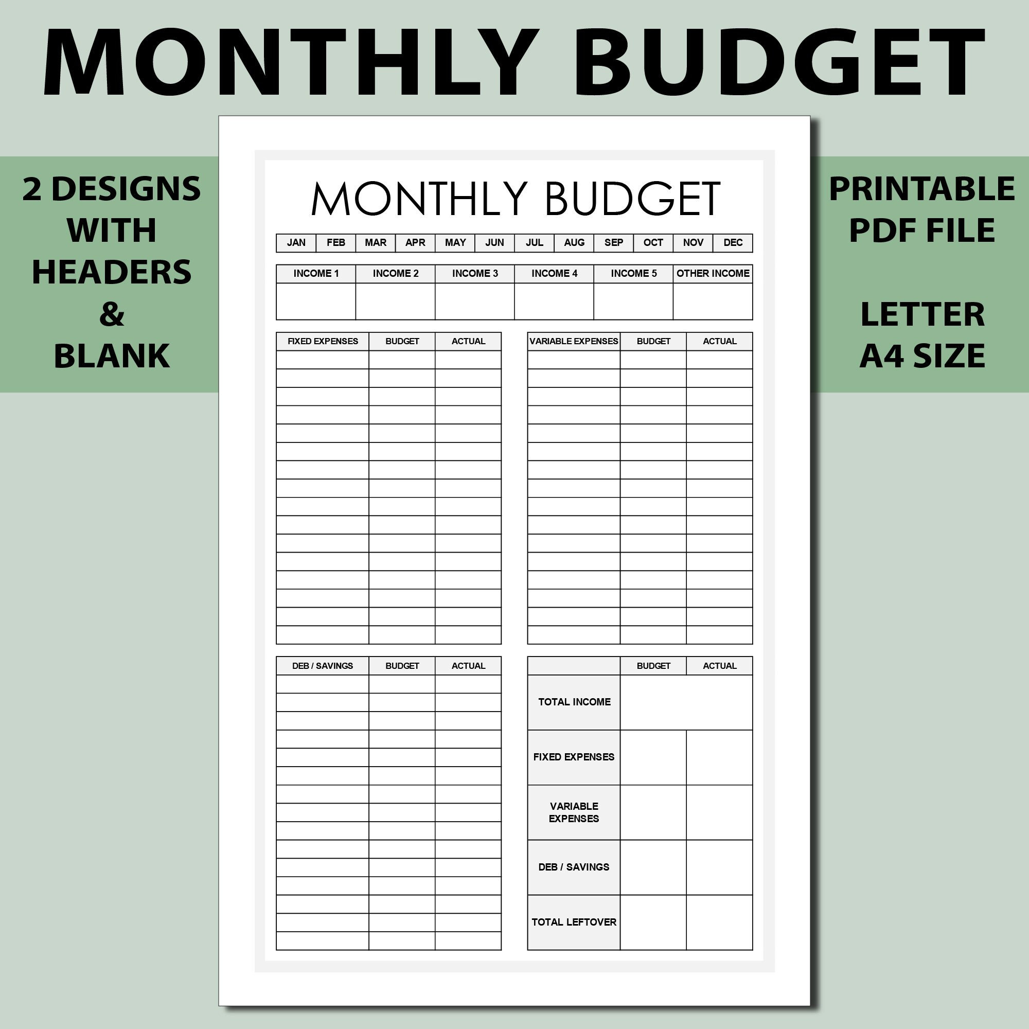 Printable Monthly Budget Plan,budget Book,budget Log,budget Printable ...