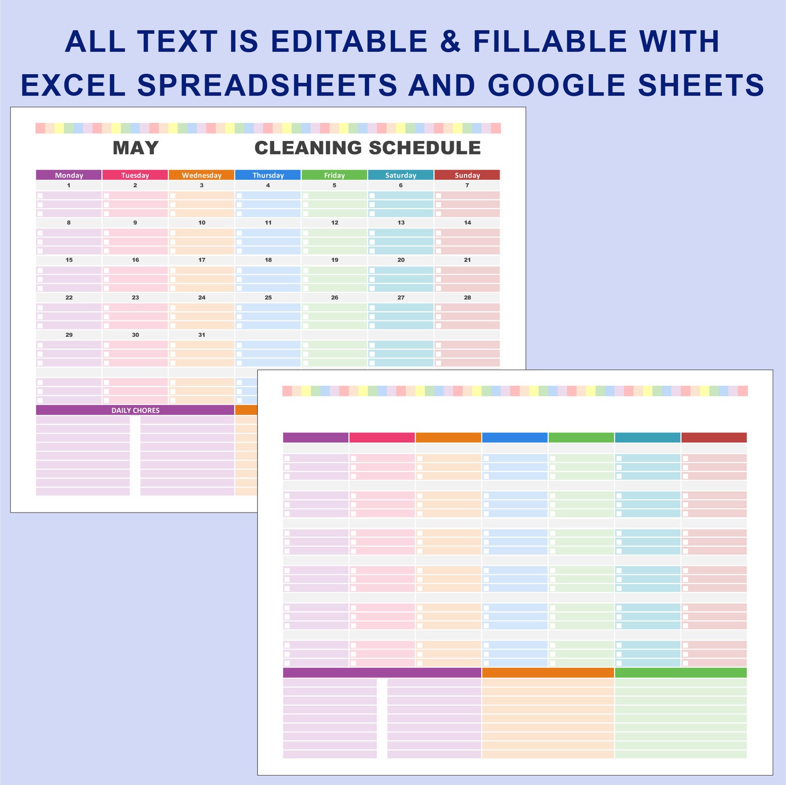 Editable Cleaning Schedule. Printable to Do List Clean Planner Template ...