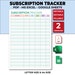 PDF Printable Editable Fillable Subscription Tracker Printable. Rainbow Subscription Log ...