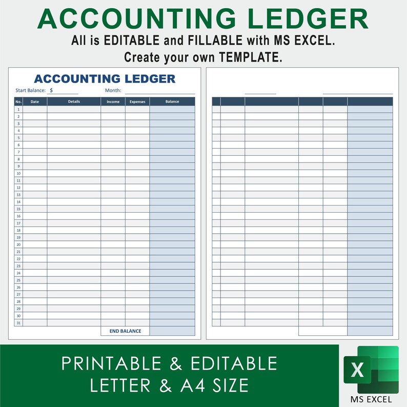 Account Sheet, Accounts Ledger, Bookkeeping Ledger, Profit Margin Sheet ...