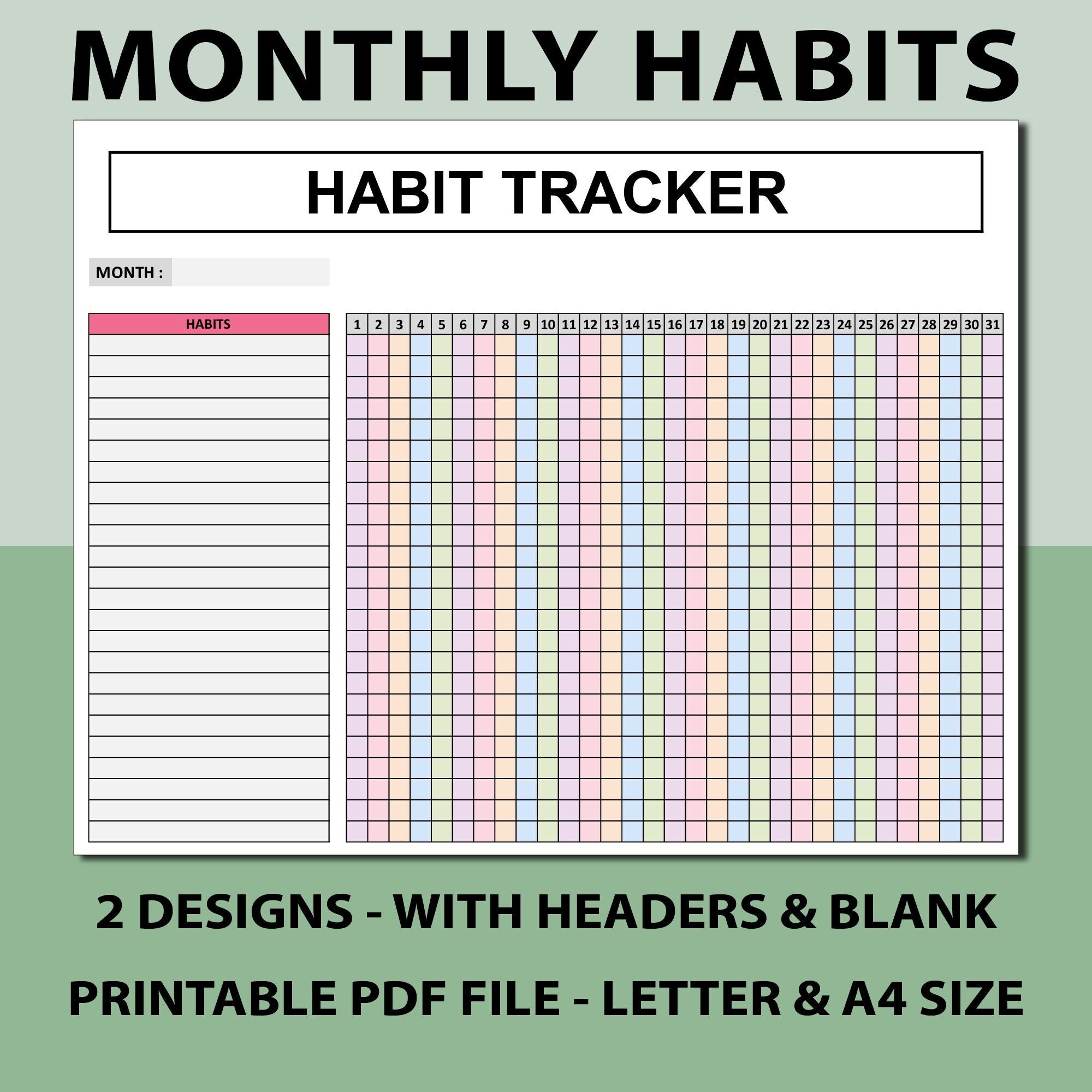 Daily Habit Tracker Printable,weekly Habit Tracker Printable,monthly ...