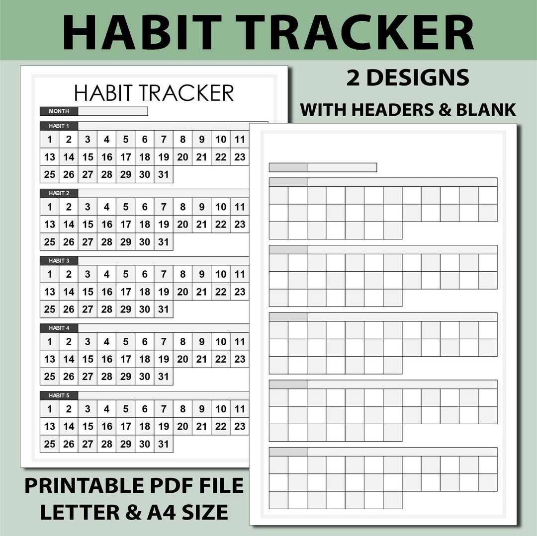 Monthly Habit Track, Habit Daybook, Habit Notepad, Habit Planner, Habit ...