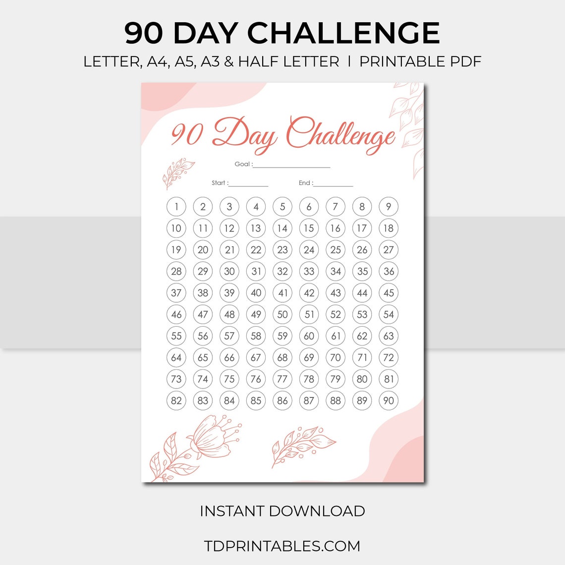 Printable Ninety Day Challenge. 90 Day Challenge Tracker Template ...
