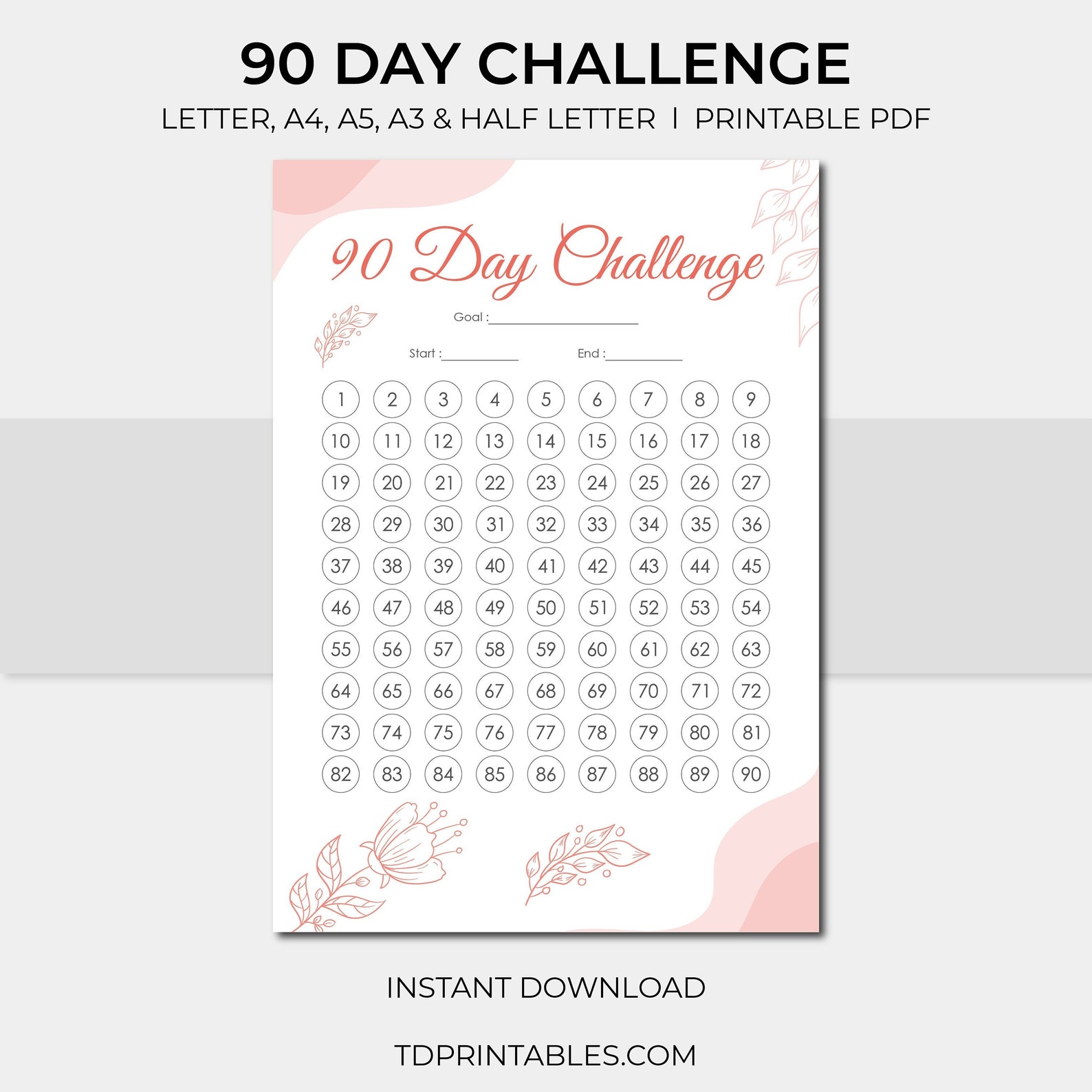 Printable Ninety Day Challenge. 90 Day Challenge Tracker Template ...