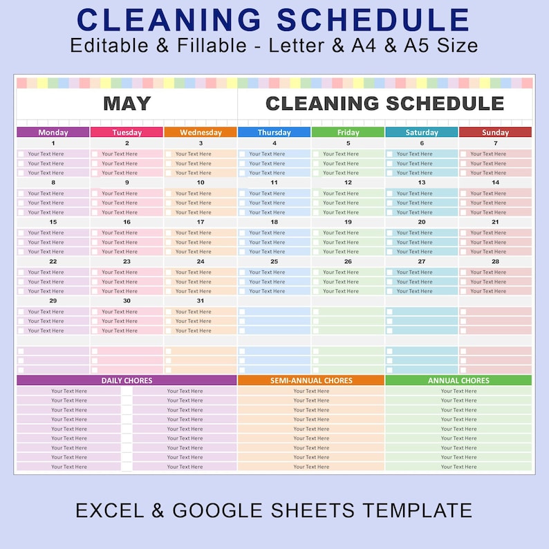 Editable Cleaning Schedule. Printable to Do List Clean Planner Template ...