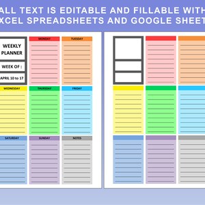 Weekly Planner Editable Fillable Printable. Weekly Planning. Weekly ...