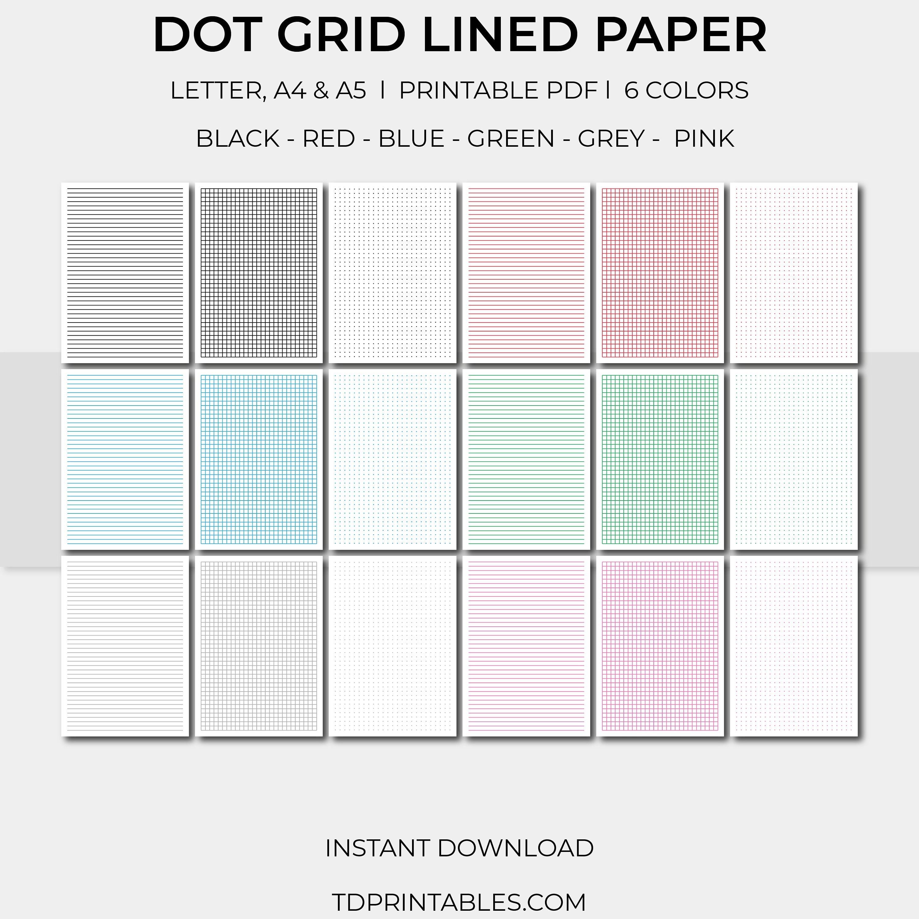 Printable Dot Grid Paper, Lined Paper, Graph Paper, Notebook Paper ...