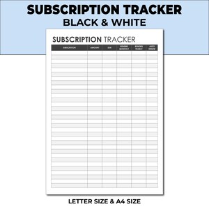 PDF Printable Editable Fillable Subscription Tracker Printable. Rainbow Subscription Log ...