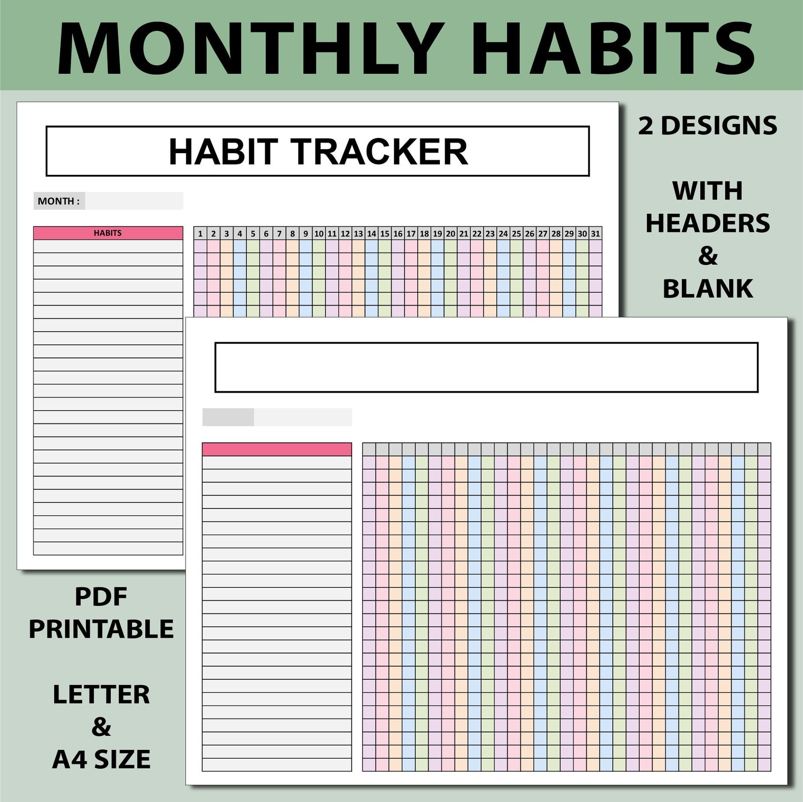 Daily Habit Tracker Printable,weekly Habit Tracker Printable,monthly ...