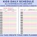 Kids Daily Schedule Template for EXCEL Spreasheets. Editable Fillable ...