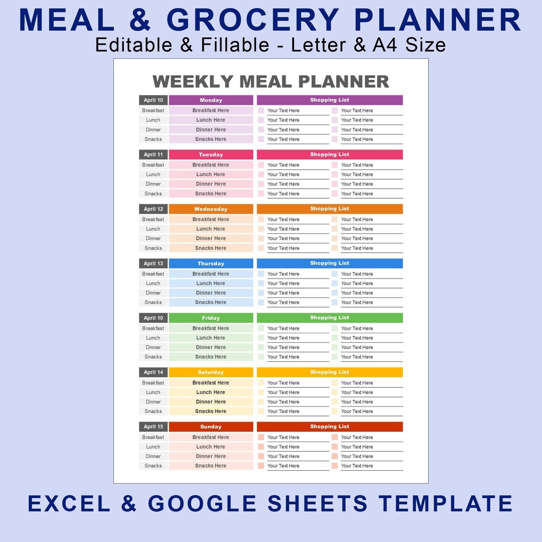 Meal Planning. Healthy Planner. 7 Day Meal Planner. Nutrition Meal Plan ...