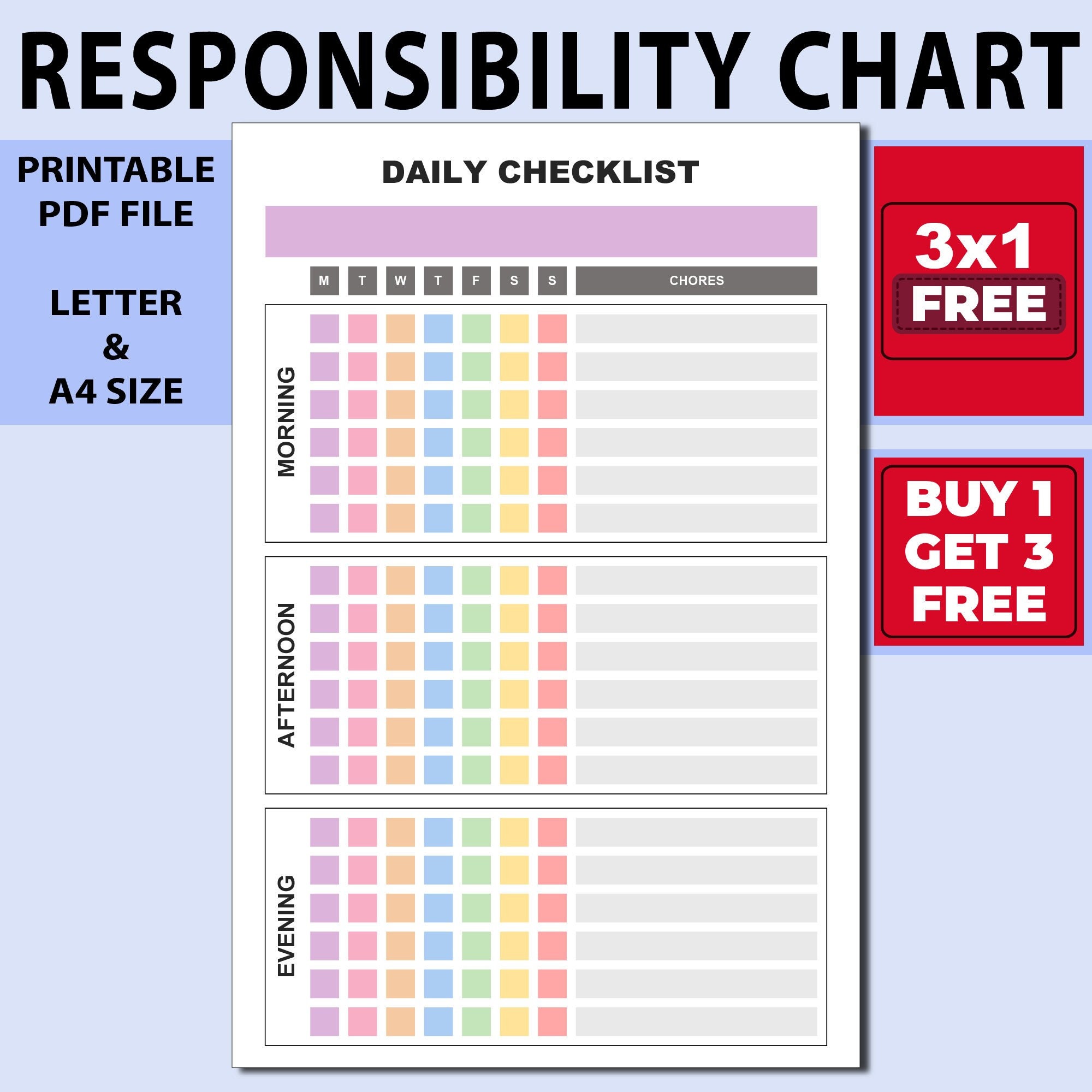 Kids Chore Chart Printable,kids Tasks Chart,kids Work Chart,kids Job ...