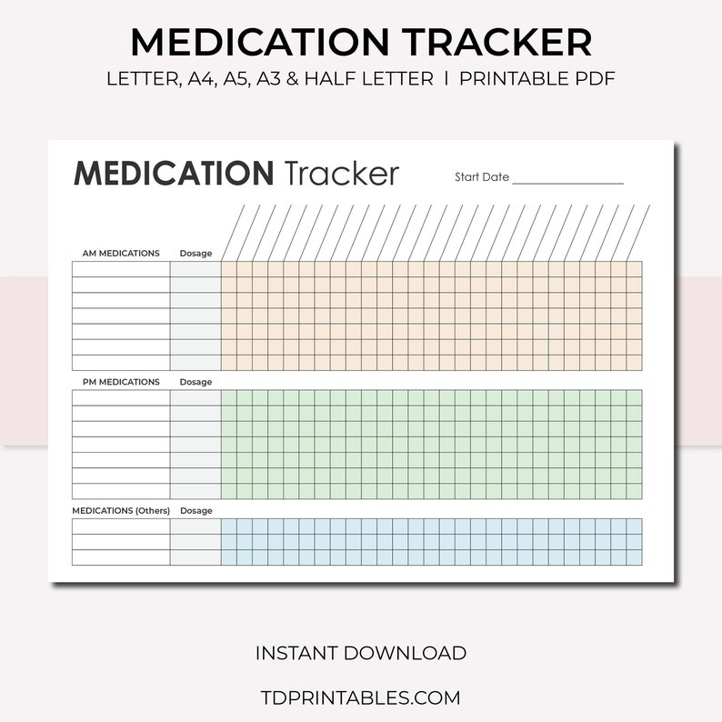 Daily Medication Tracker, Printable Medication Log, Daily Medication ...