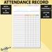 Printable Attendance Record, Attendance Tracking Sheet, Attendance ...